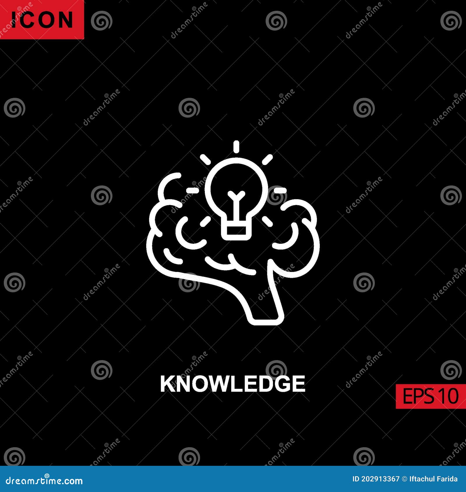 Knowledge Icon Outline Line Lineal or Linear on Black Background Stock ...
