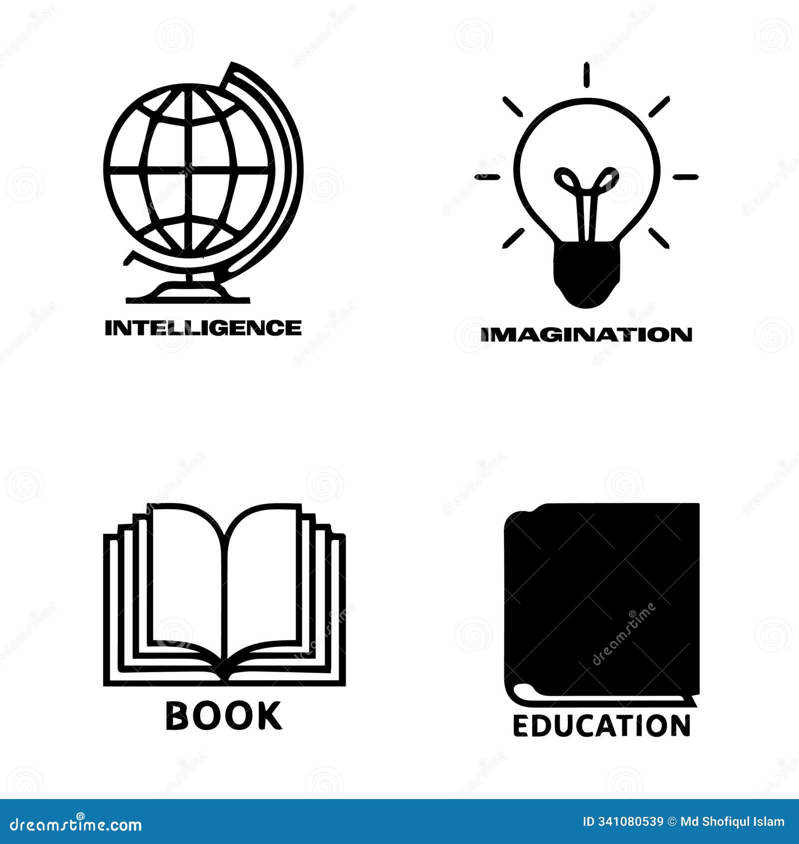 A Knowledge Icon Set, Silhouette Vector Illustration Stock Illustration ...