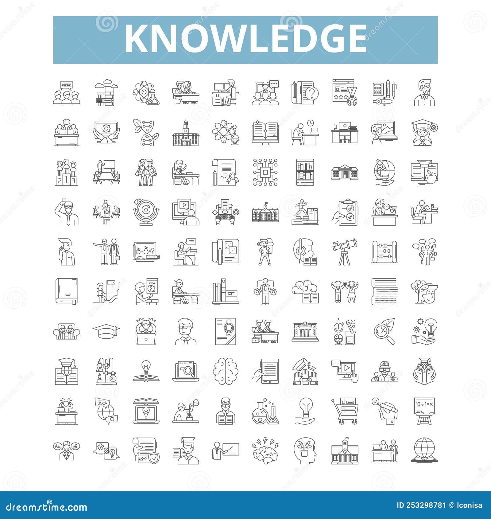 Knowledge Icons, Line Symbols, Web Signs, Vector Set, Isolated ...