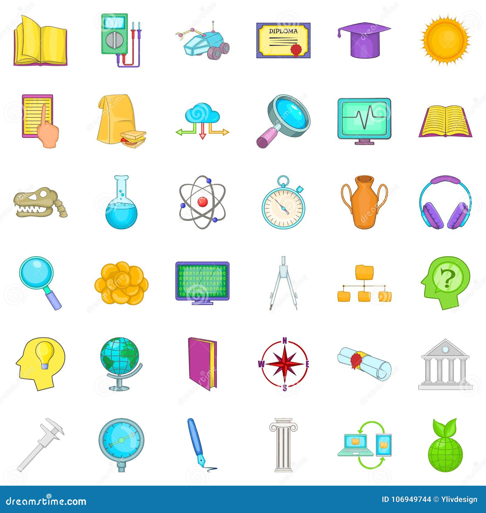 Knowledge Icons Set, Cartoon Style Stock Vector - Illustration of ...