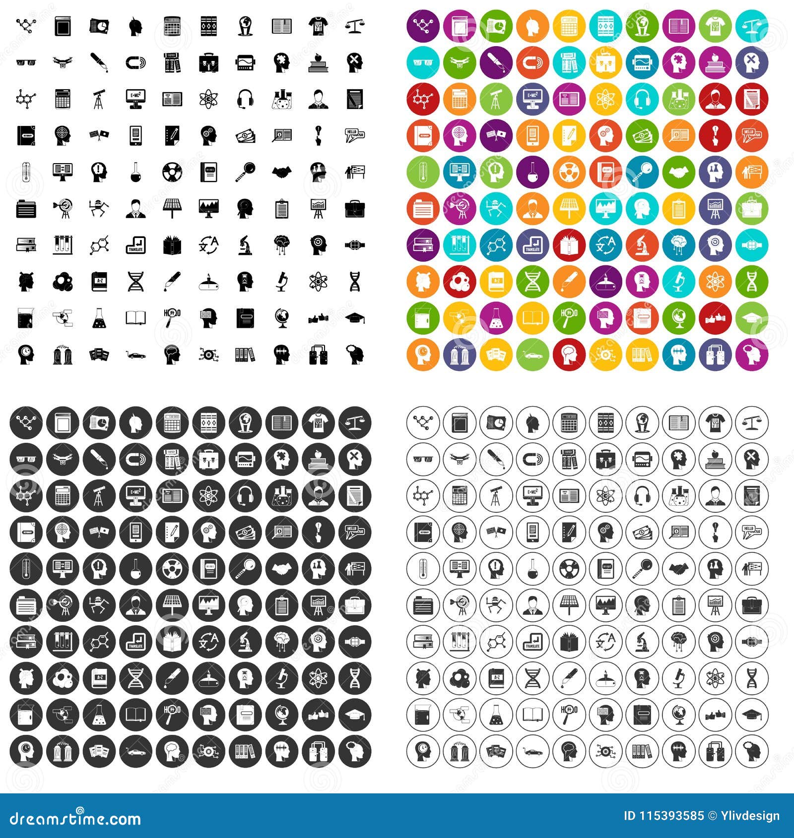 100 Knowledge Icons Set Vector Variant Stock Vector - Illustration of ...