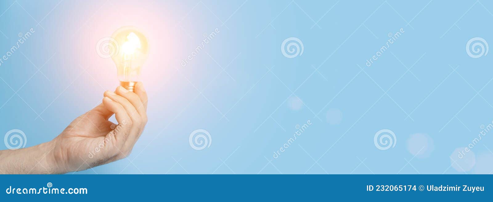 Knowledge and Idea Concept. Light Bulb with Light in Hand on a Blank ...
