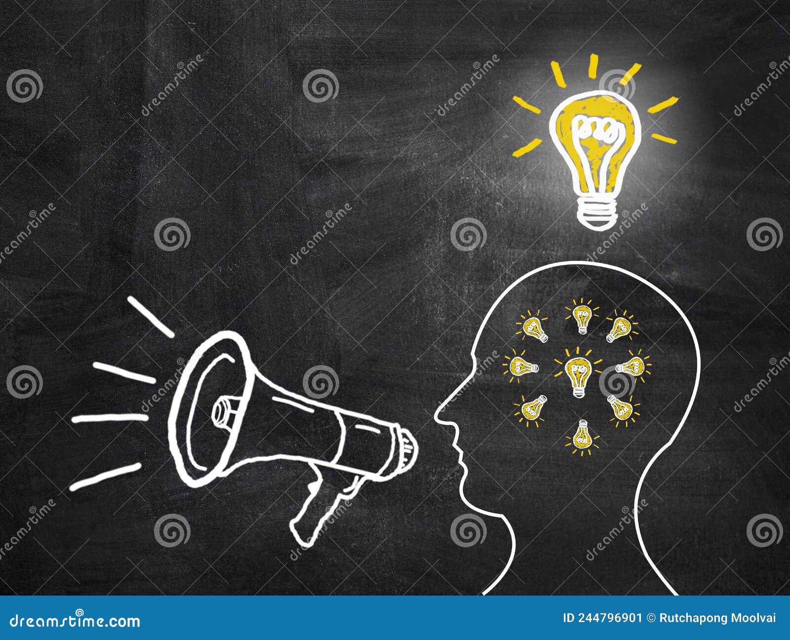 Knowledge and Ideas Concept Sharing with Human Head Shape and Megaphone ...