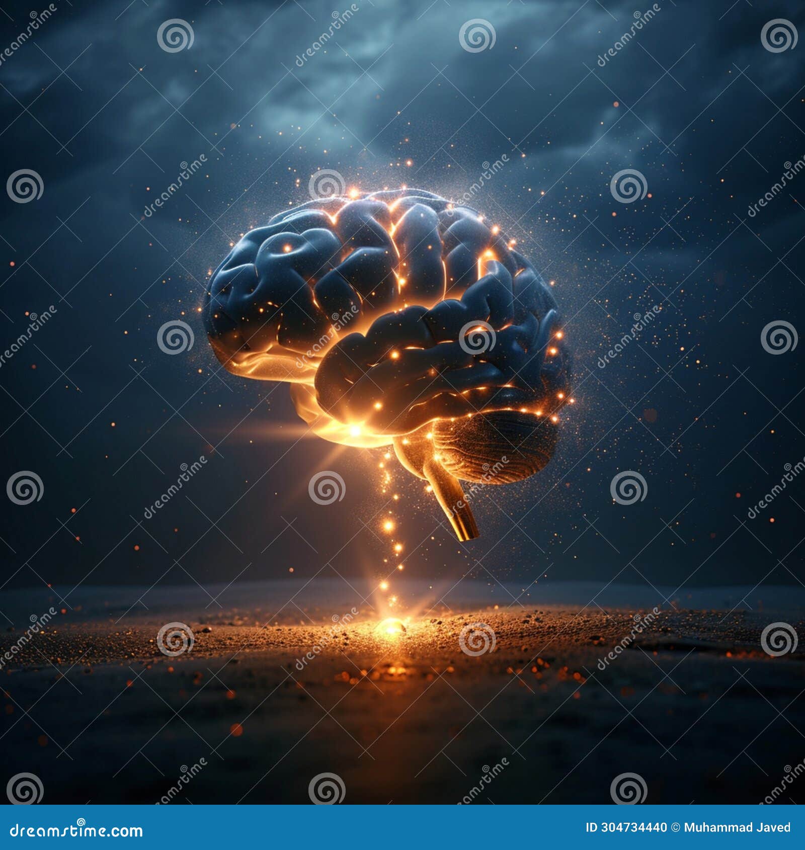 Knowledge Illumination Light Beam Symbolizes the Brain Receiving ...