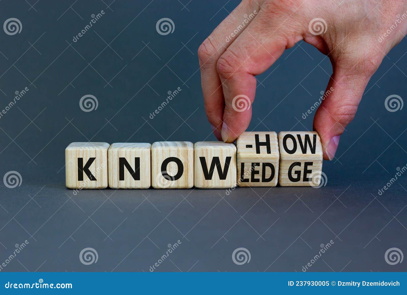 Knowledge and Know-how Symbol. Businessman Turns Cubes, Changes the ...