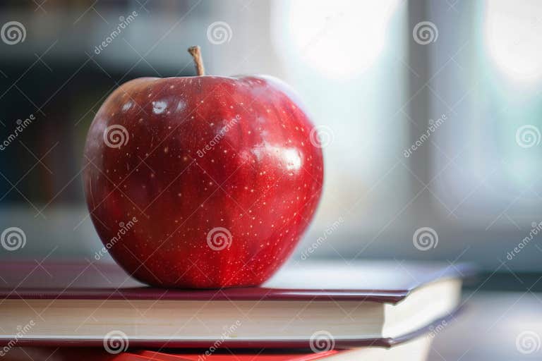 Knowledge and Learning: a Red Apple on Textbooks Stock Illustration ...