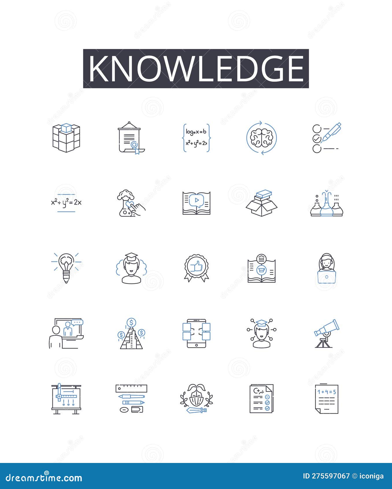 Knowledge Line Icons Collection. Learning, Growth, Development ...