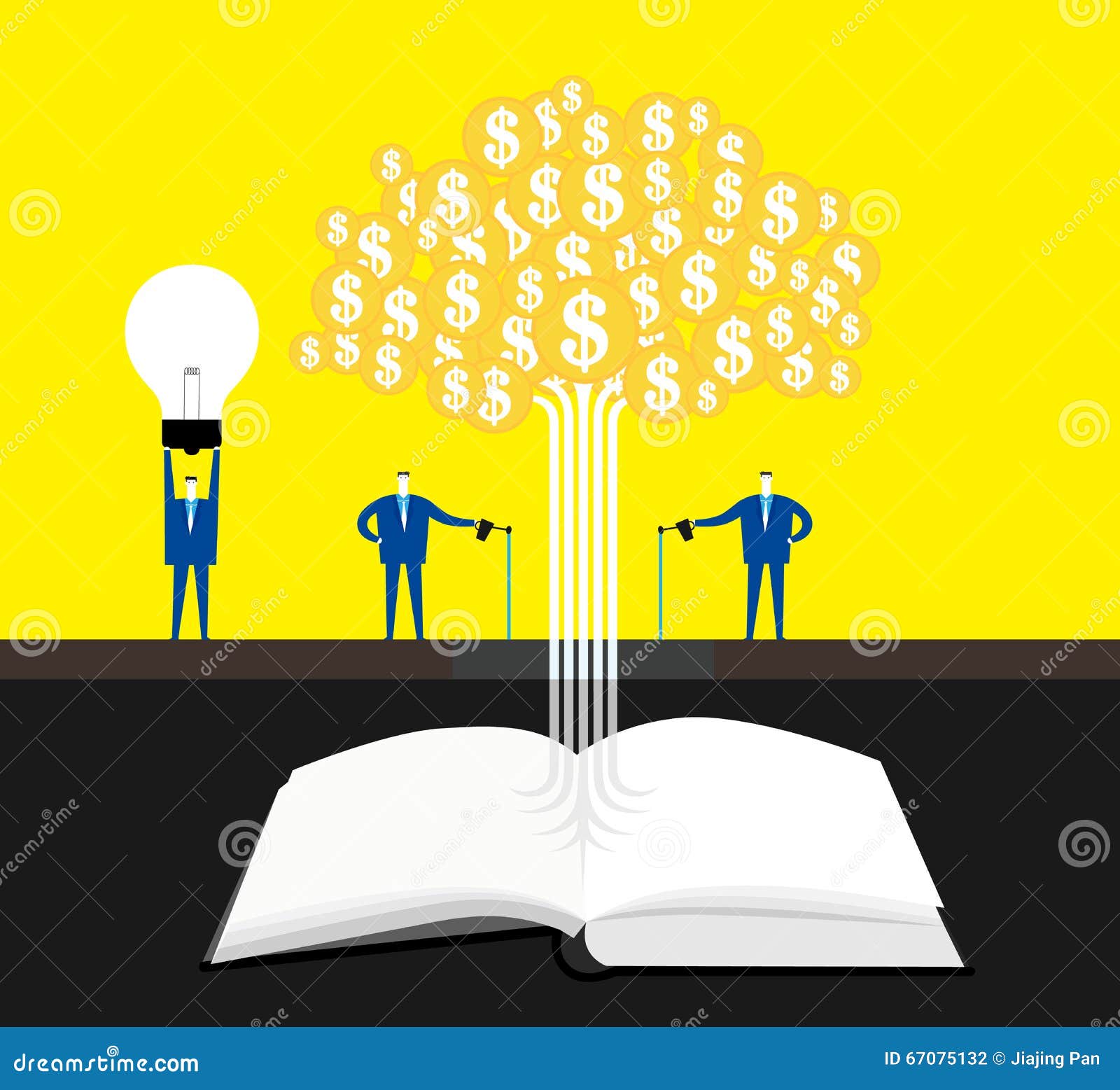 Knowledge Makes Money Tree Grow. Stock Illustration - Illustration of ...