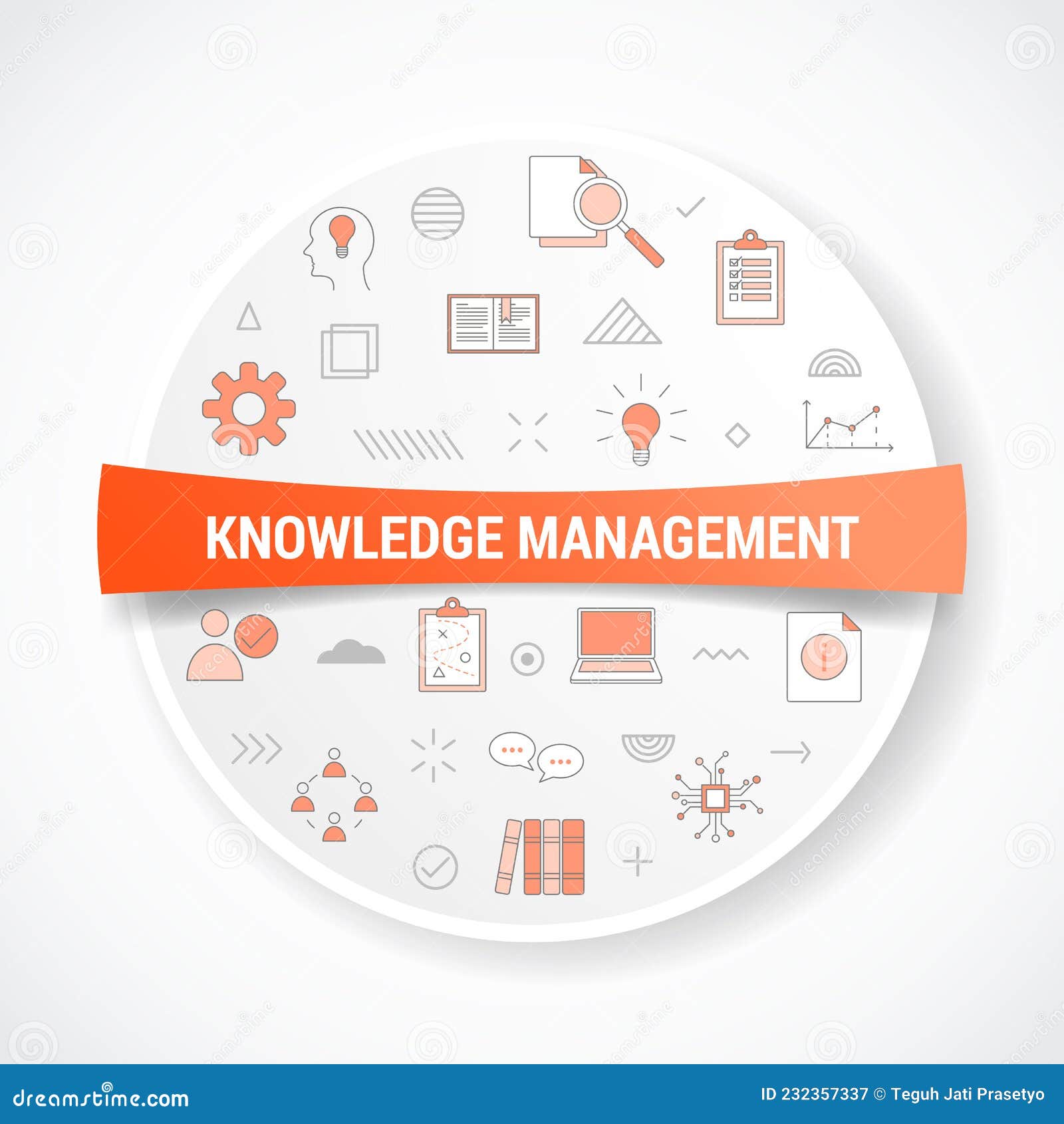 Knowledge Management Concept with Icon Concept with Round or Circle ...