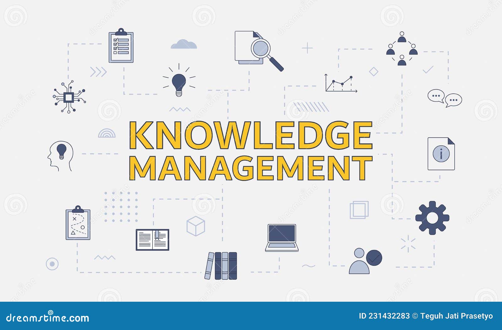 Knowledge Management Concept with Icon Set with Big Word or Text on ...