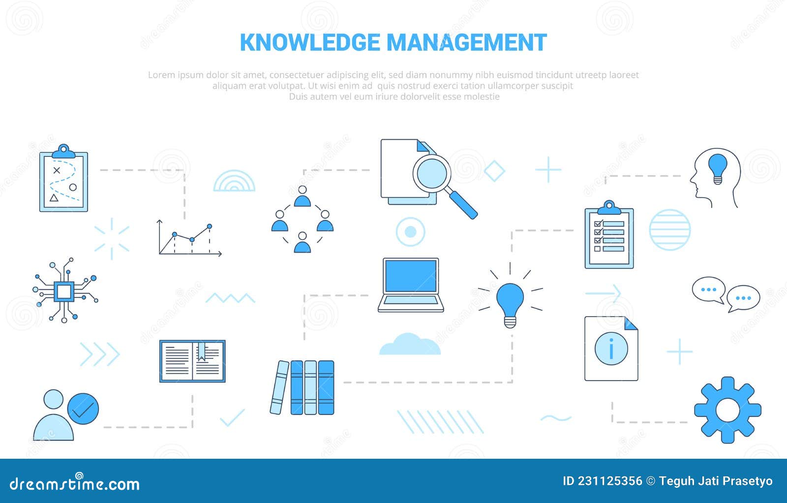 Knowledge Management Concept with Icon Set Template Banner with Modern ...
