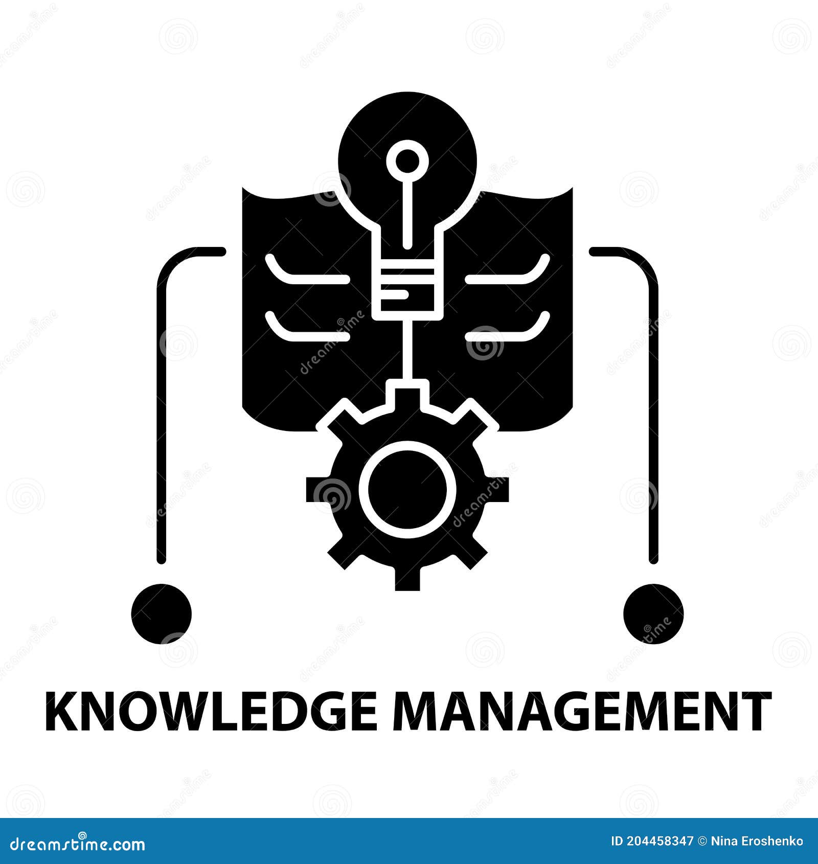 Knowledge Management Icon, Black Vector Sign with Editable Strokes ...