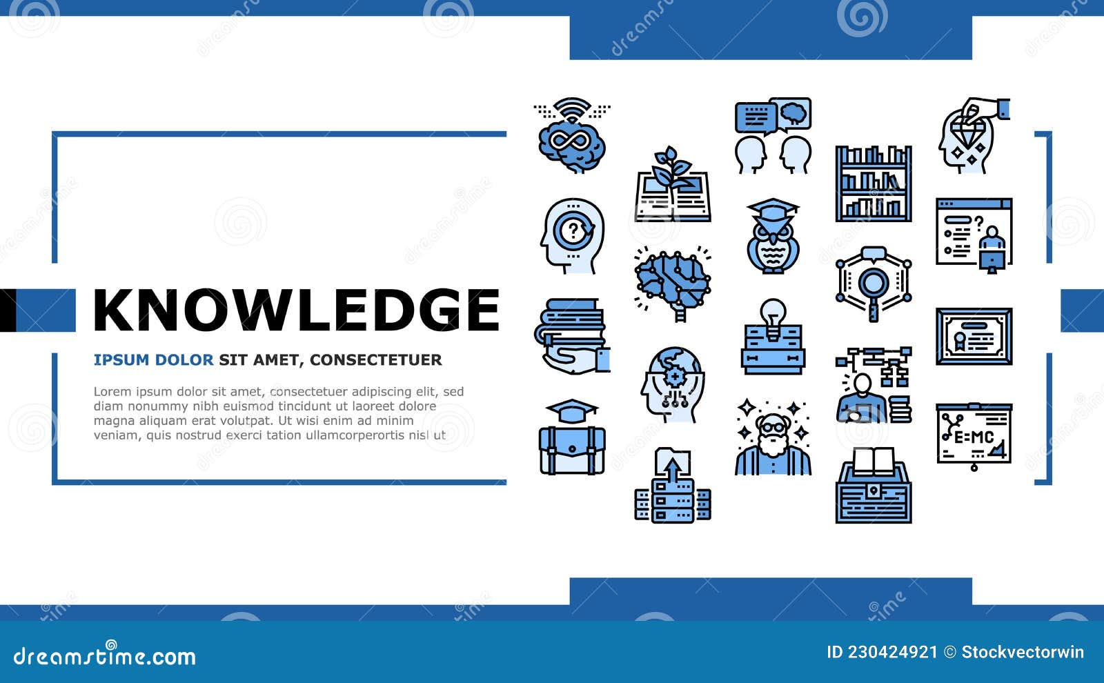 Knowledge and Mind Intelligence Landing Header Vector Stock Vector ...