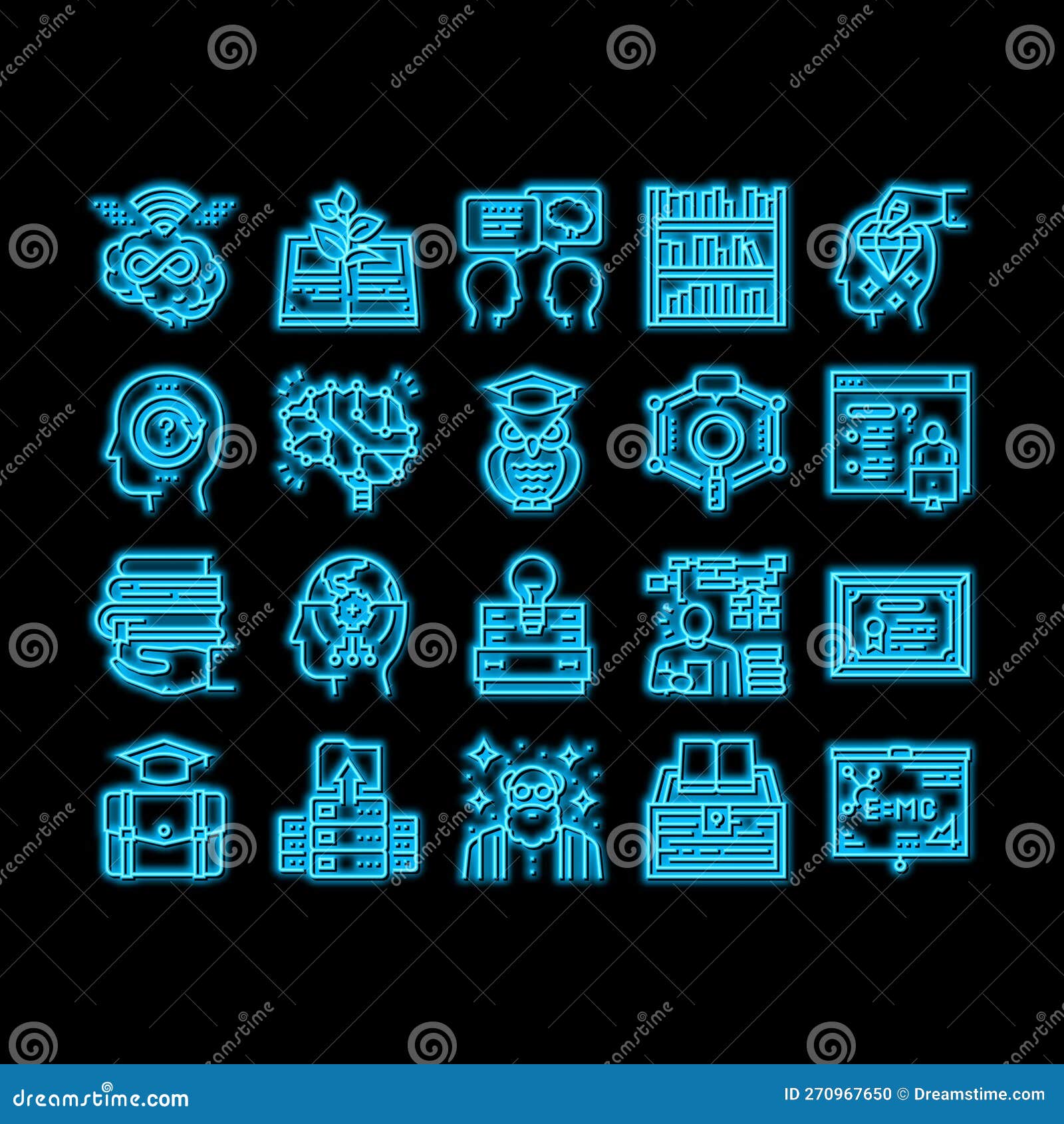 Knowledge and Mind Intelligence Neon Glow Icon Illustration Stock ...