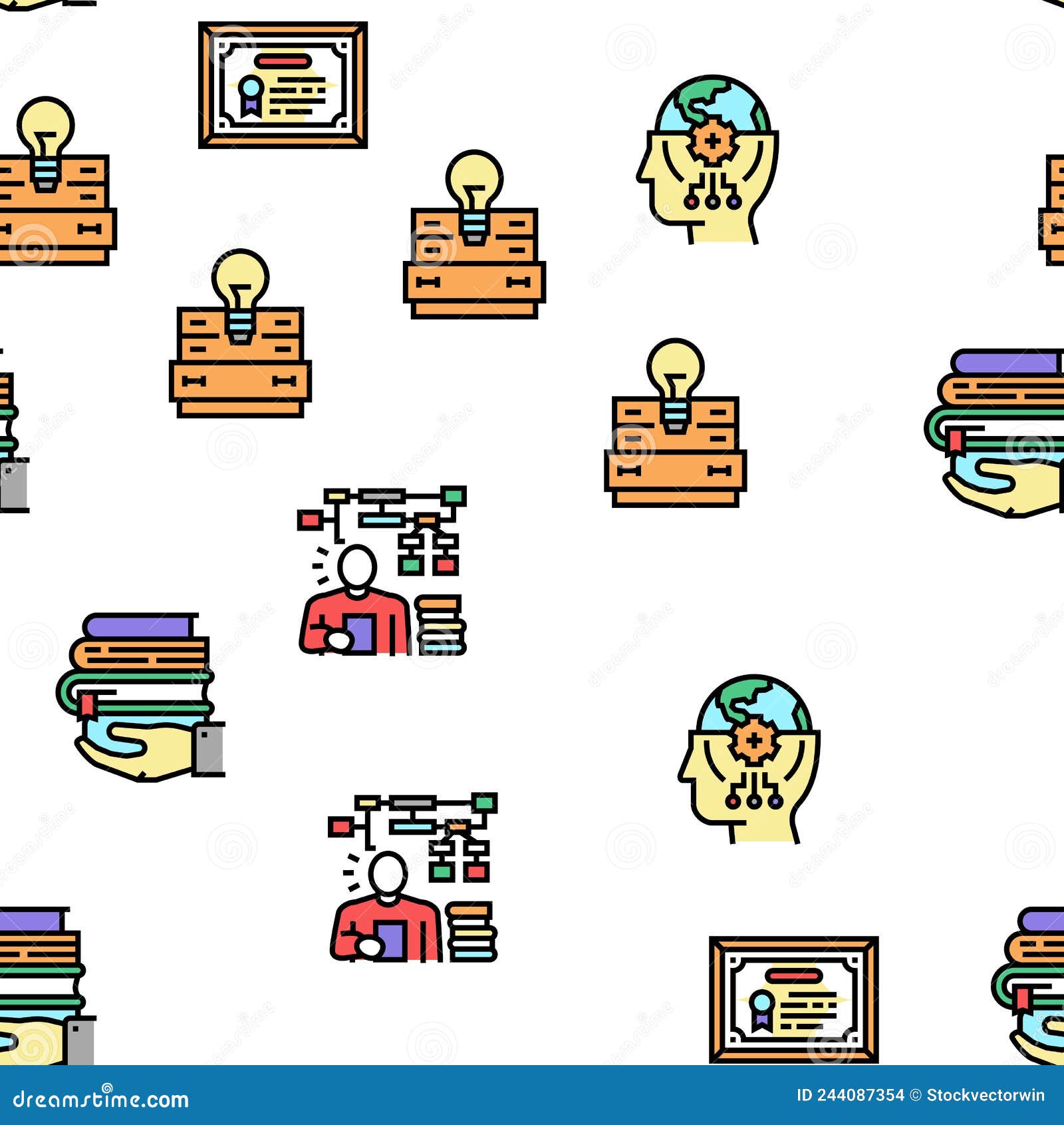 Knowledge and Mind Intelligence Vector Seamless Pattern Stock Vector ...