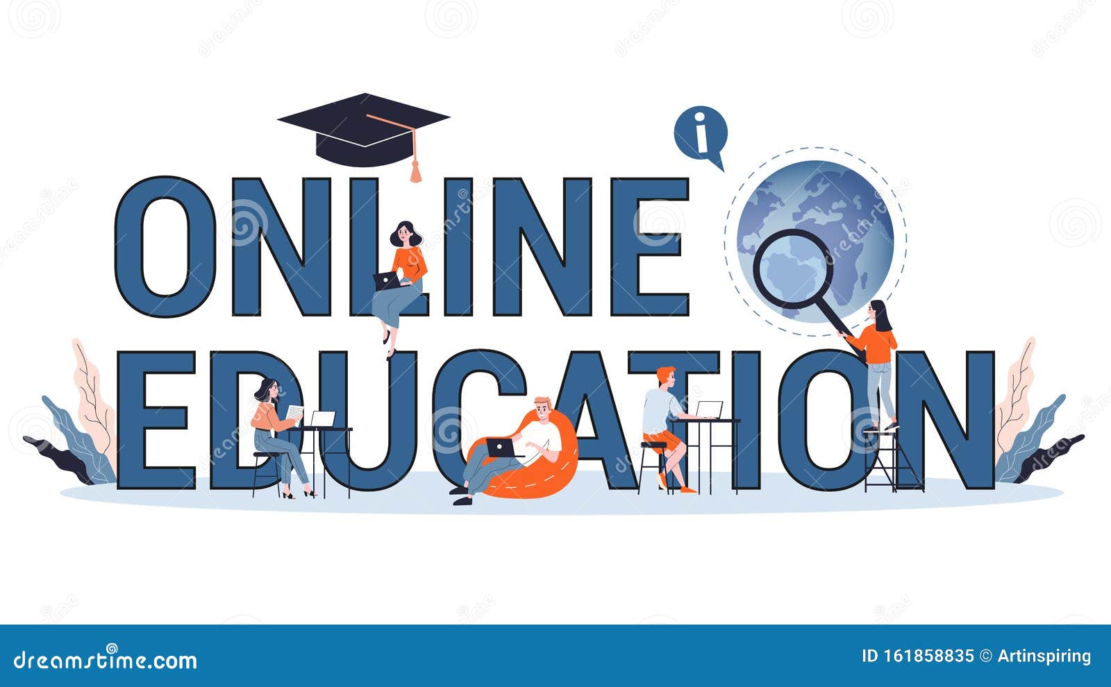 Knowledge and Online Education Concept. People Learning Online Stock ...