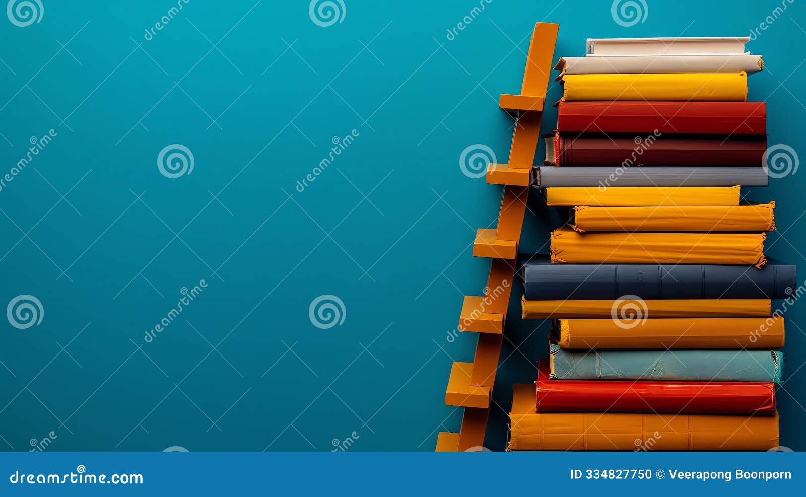 Knowledge Pathway Ladder in Book Stacks, Pop Art, Primary Colors ...