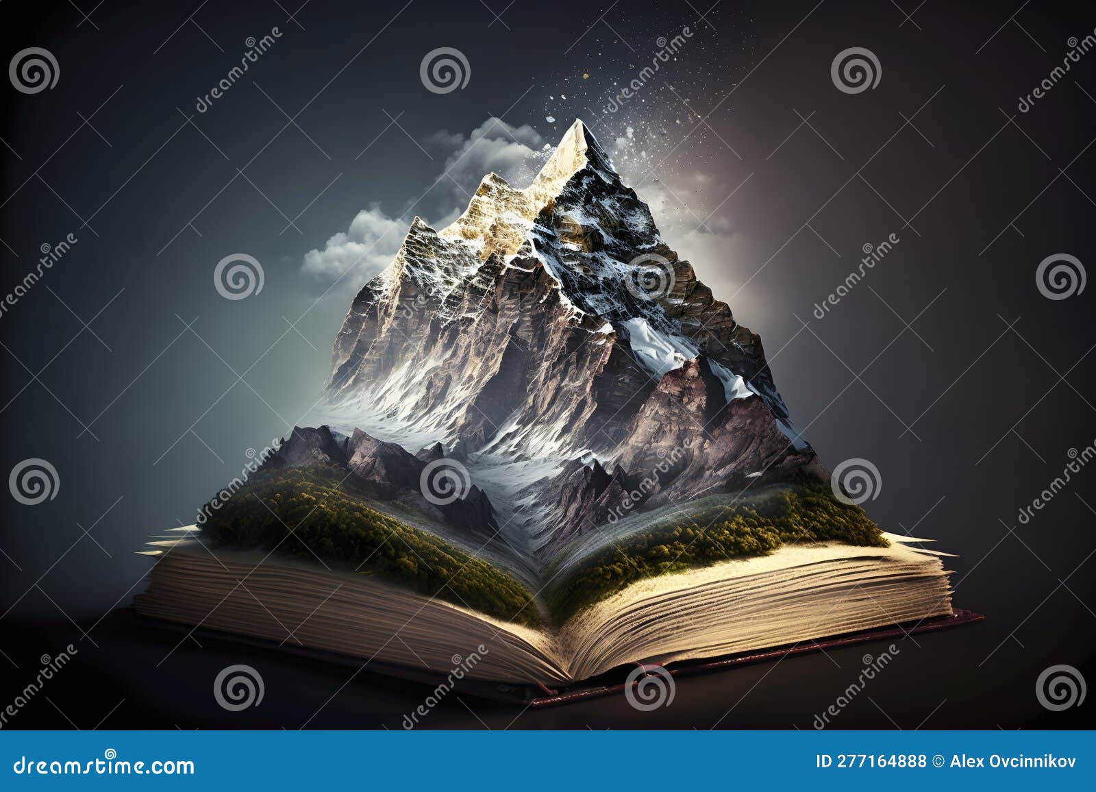Knowledge on the Peak: a Book on a Mountain Top. Stock Illustration ...