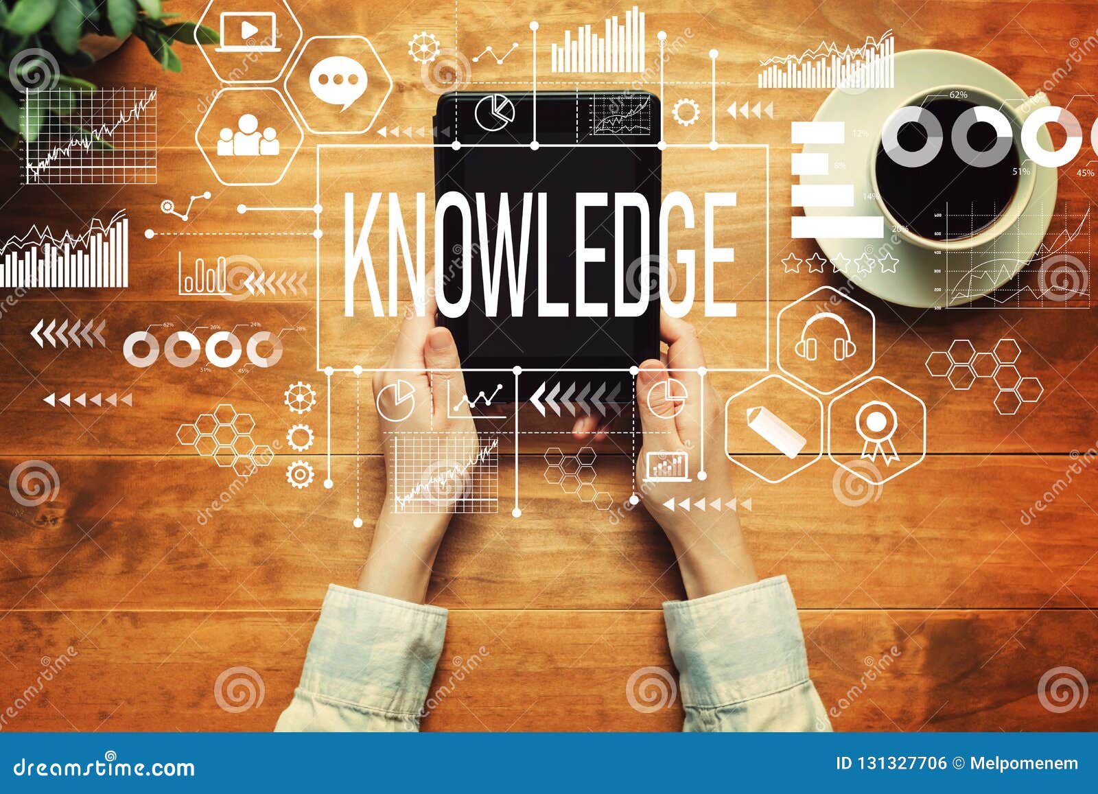 Knowledge with a Person Holding a Tablet Stock Photo - Image of coffee ...