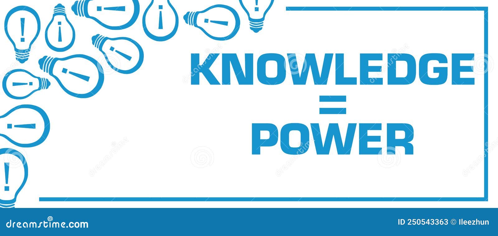 Knowledge is Power Blue Bulbs Corner Horizontal Stock Illustration ...