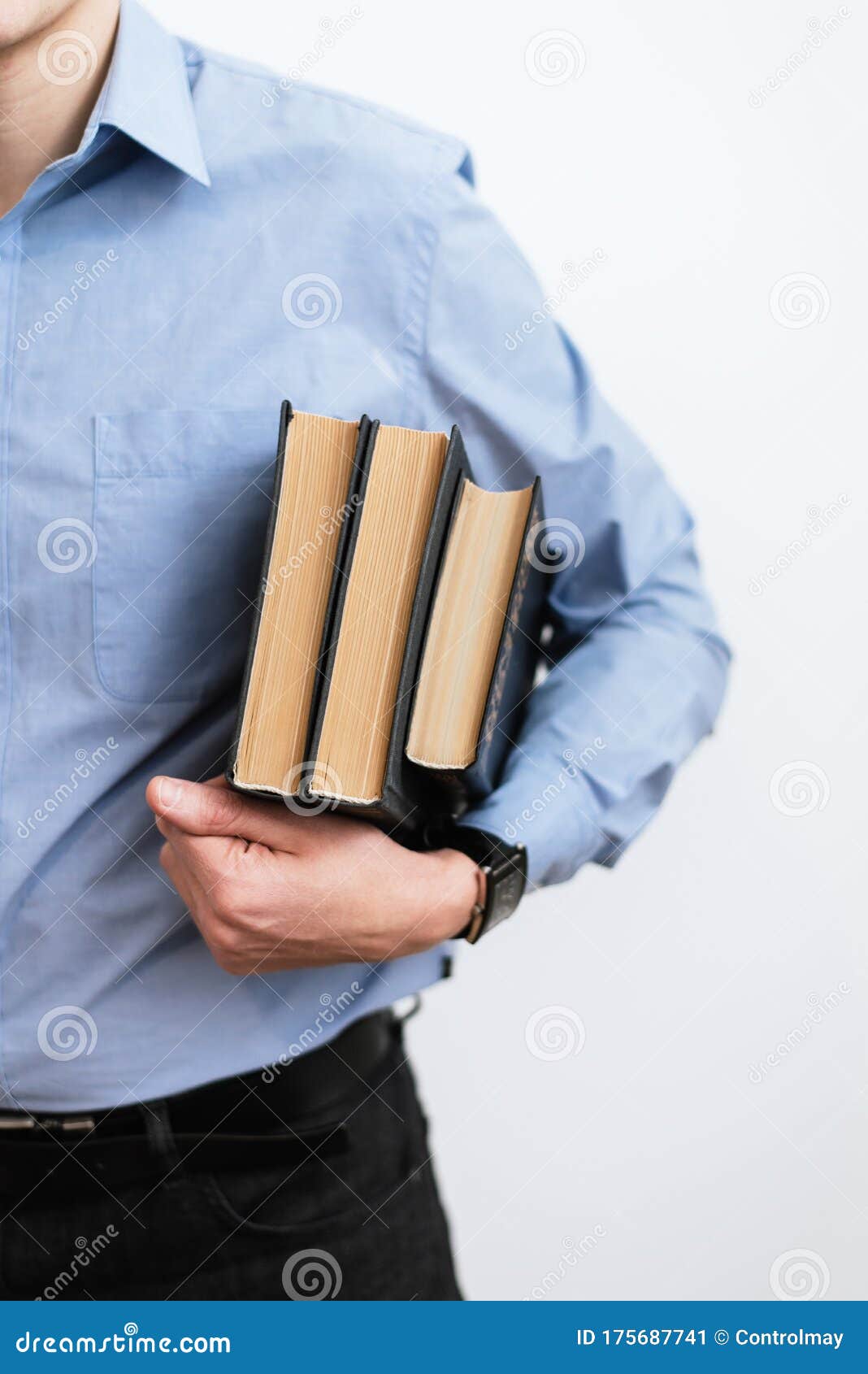 Knowledge is Power - Happy Businessman Using Holding a Book. University ...