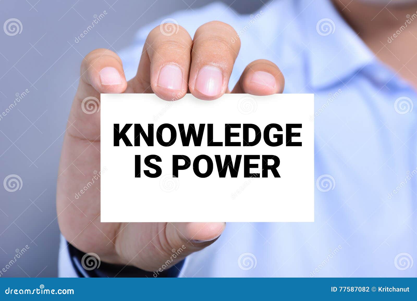 KNOWLEDGE is POWER Message on the Card Shown by a Man Stock Photo ...