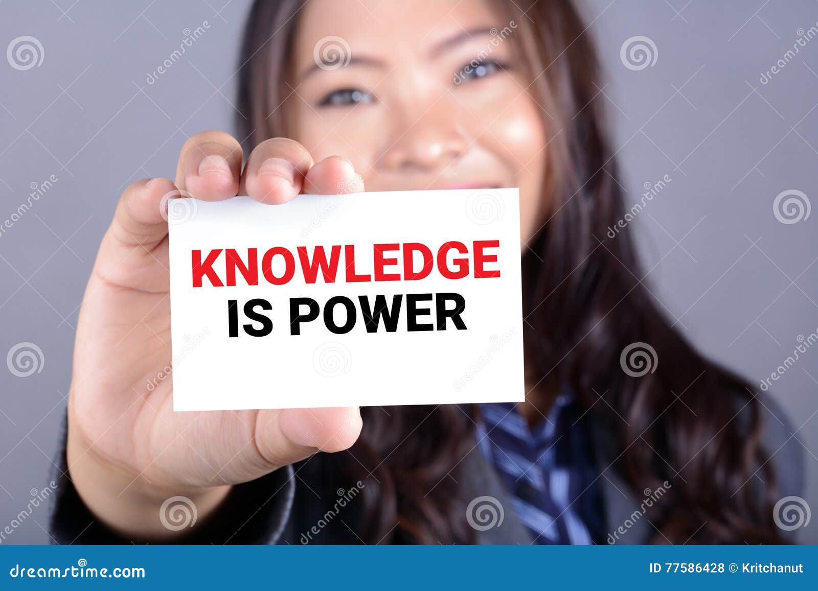 KNOWLEDGE is POWER Message on the Card Shown by a Woman Stock Photo ...