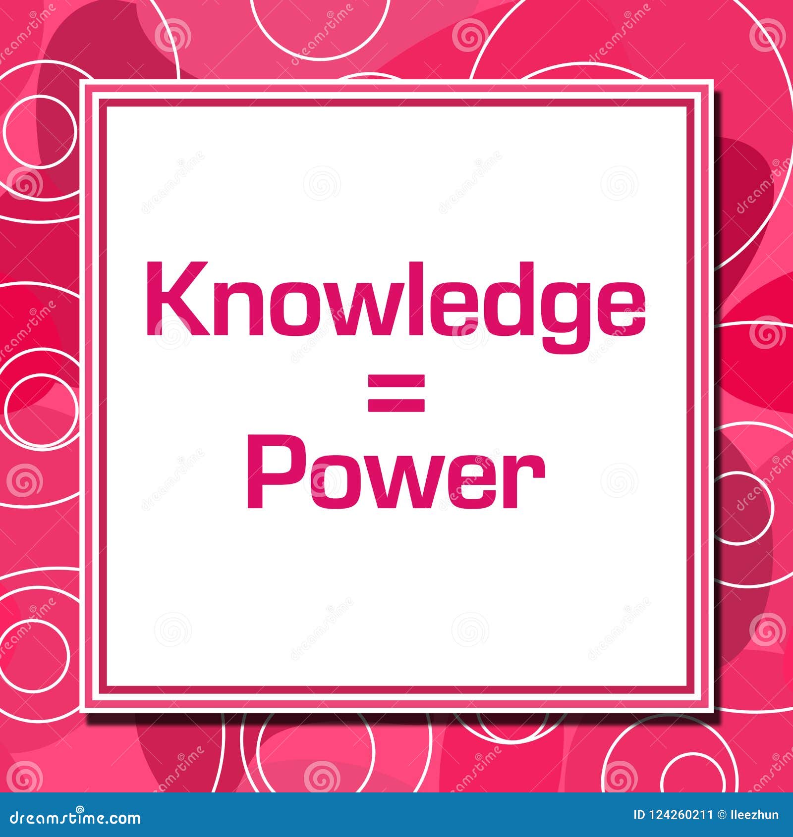 Knowledge is Power Pink Rings Square Stock Illustration - Illustration ...