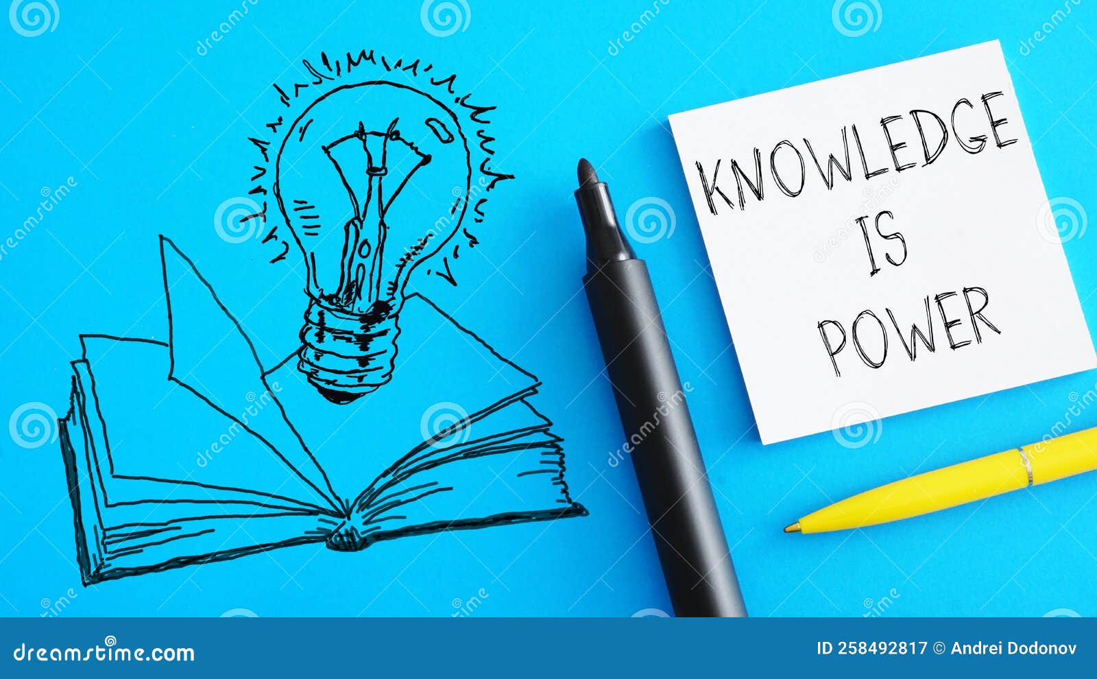 Knowledge is Power is Shown Using the Text Stock Image - Image of lamp ...