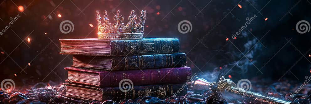 Knowledge is Power - a Stack of Books with a Crown on Top Stock Photo ...