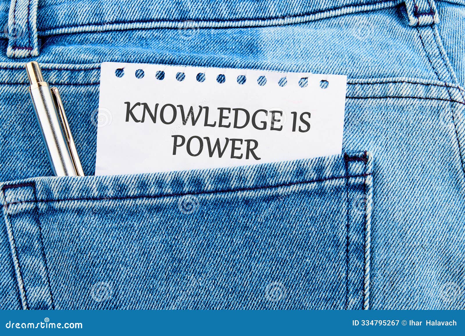 KNOWLEDGE is POWER Words on a Piece of Paper Sticking Out of a Jeans ...