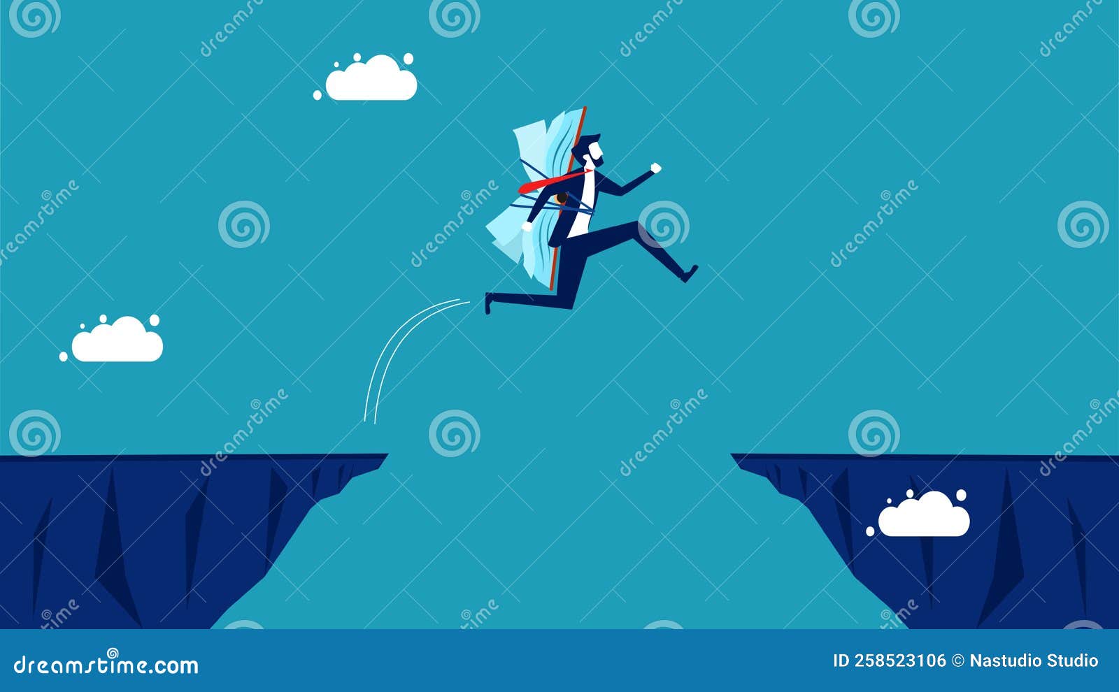 Knowledge Reduces Risks and Obstacles. Businessman with a Book Jumping ...