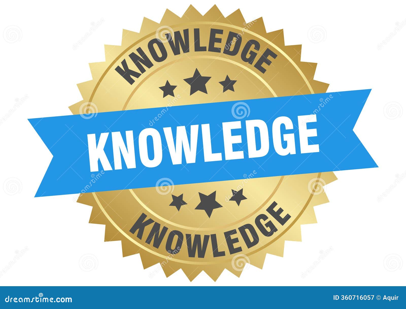 Knowledge. Knowledge Round Blue and Gold Label Isolated on Transparent ...