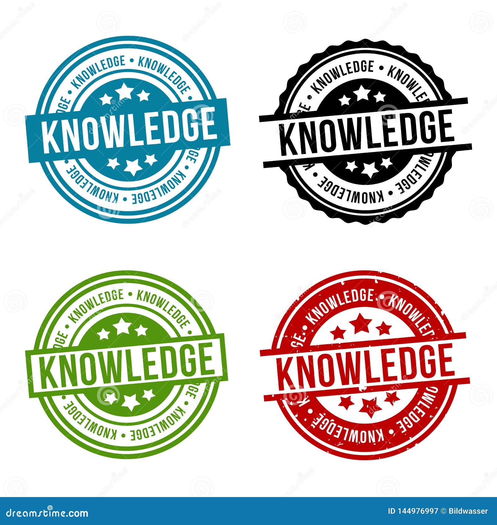 Knowledge Round Stamp Collection. Eps10 Vector Badge Stock Vector ...