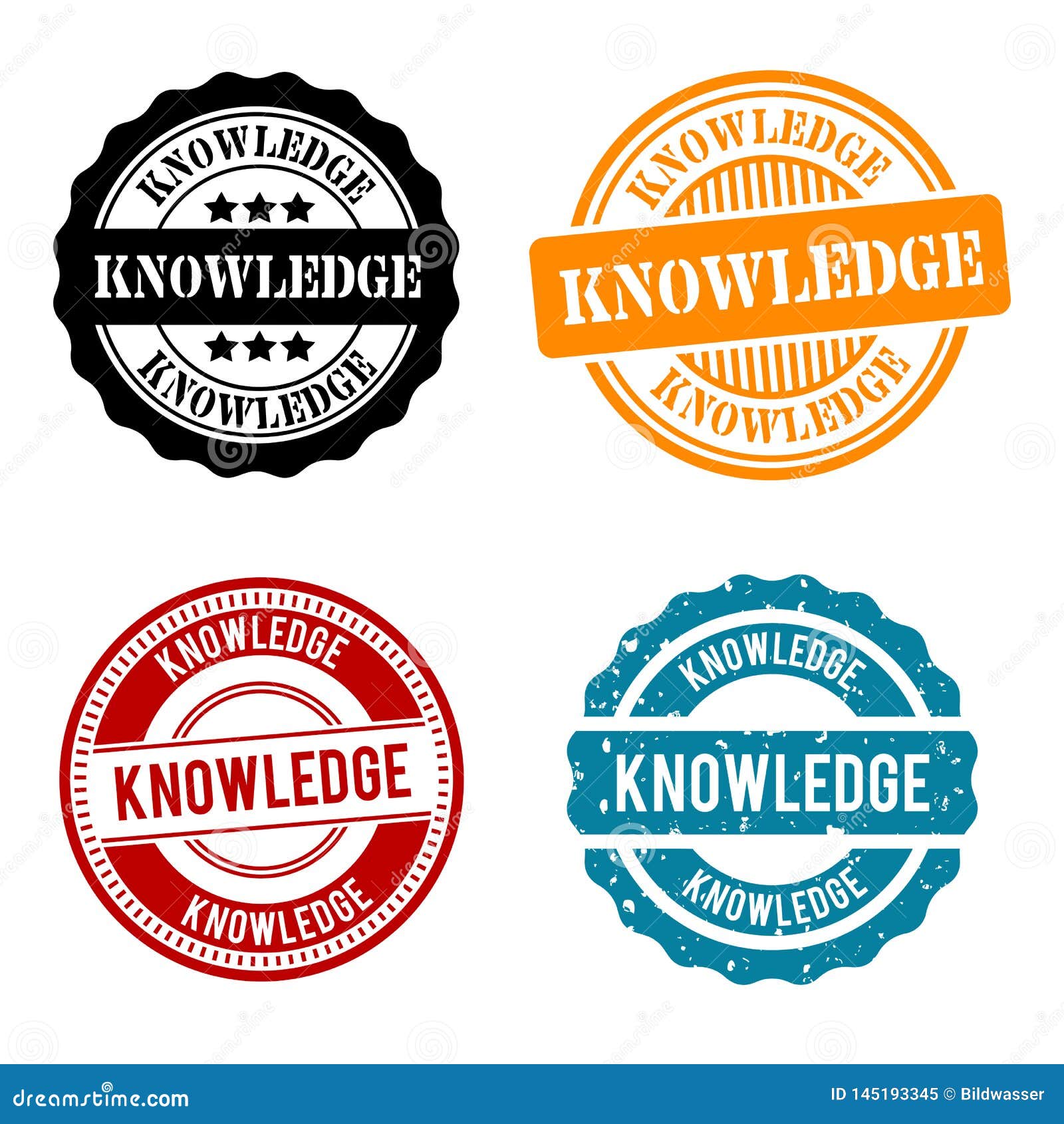 Knowledge Round Stamp Collection. Eps10 Vector Badge Stock Vector ...
