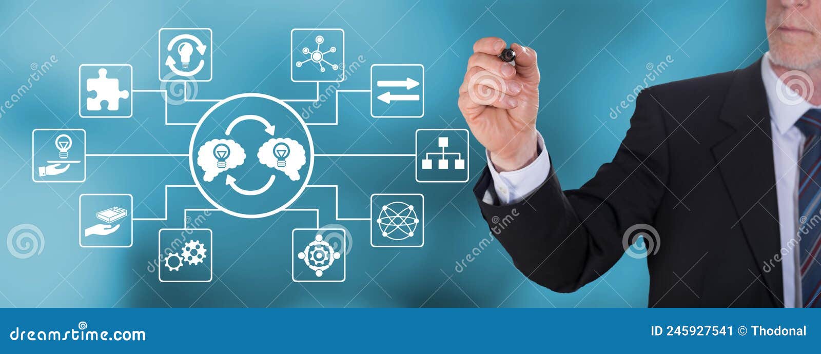 Knowledge Sharing Concept Drawn by a Businessman Stock Image - Image of ...