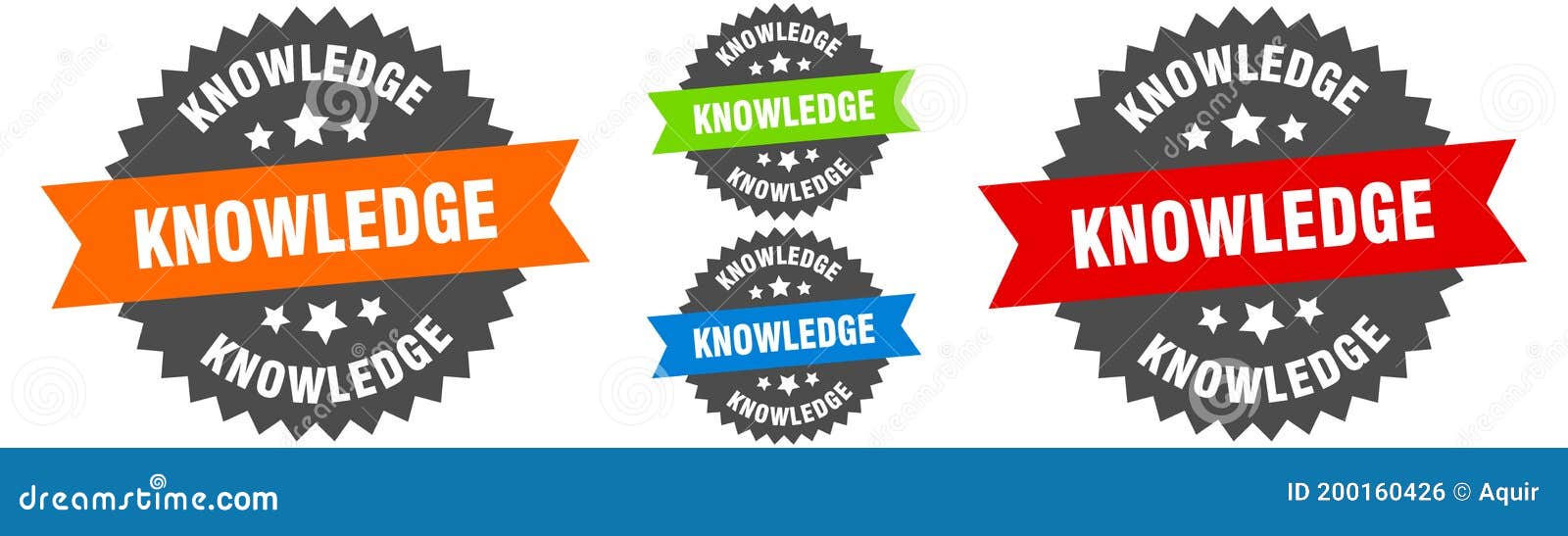 Knowledge Sign. Round Ribbon Label Set. Seal Stock Vector ...