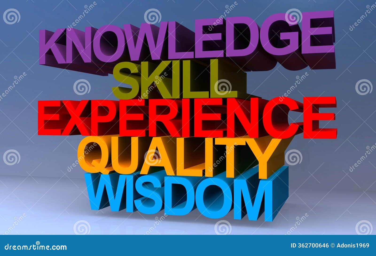 Knowledge Skill Experience Quality Wisdom on Blue Stock Illustration ...