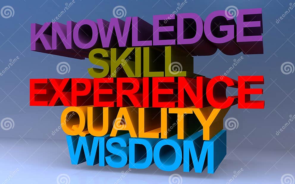 Knowledge Skill Experience Quality Wisdom on Blue Stock Illustration - Illustration of ...