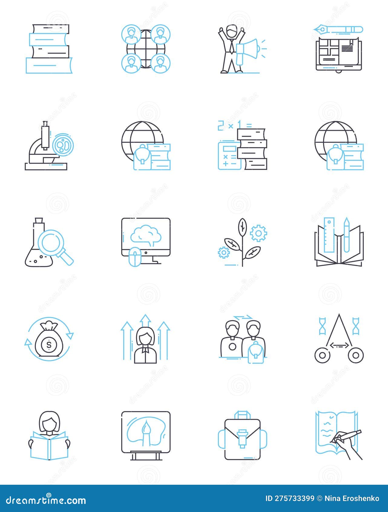 Knowledge Thirst Linear Icons Set. Curiosity, Learning, Understanding ...