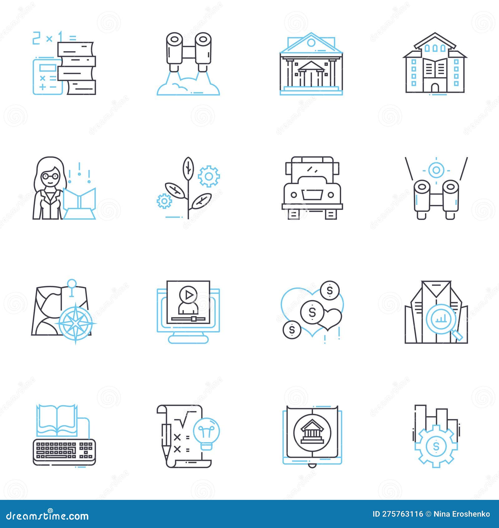 Knowledge Thirst Linear Icons Set. Curiosity, Learning, Understanding ...