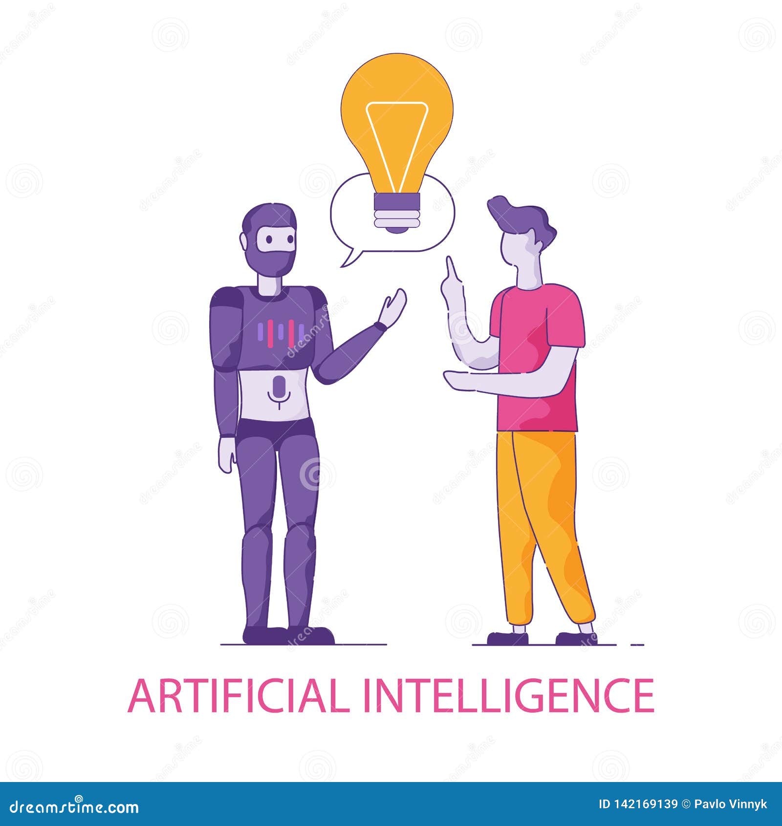 Knowledge Transfer from Human To Humanoid Stock Vector - Illustration ...