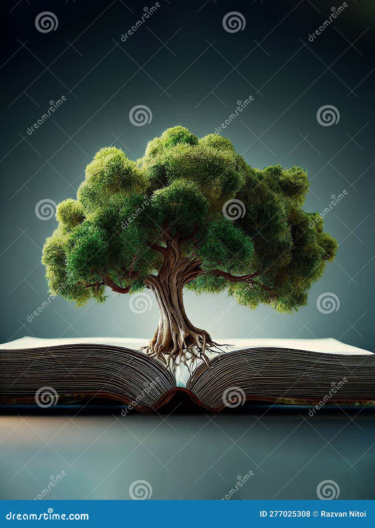 Knowledge Tree Growing from Open Book Pages Stock Illustration ...