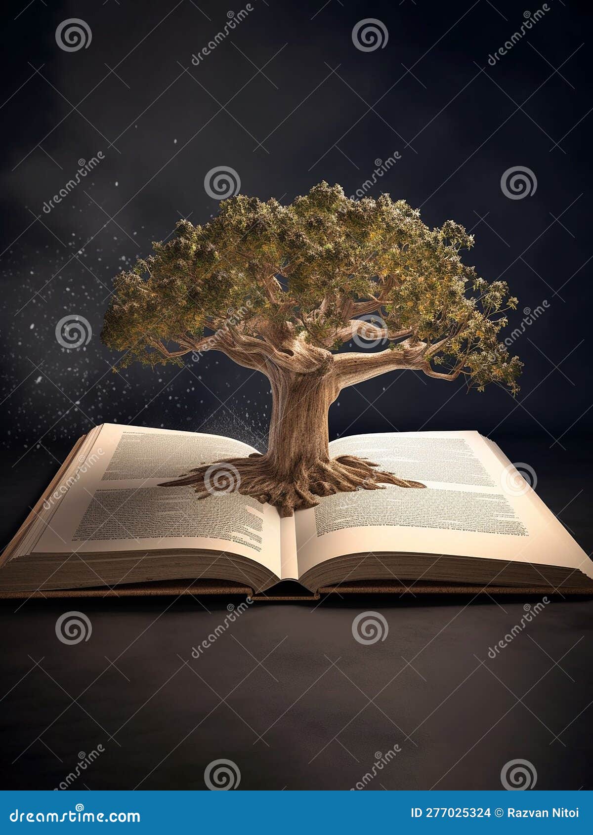 Knowledge Tree Growing from Open Book Pages Stock Illustration ...