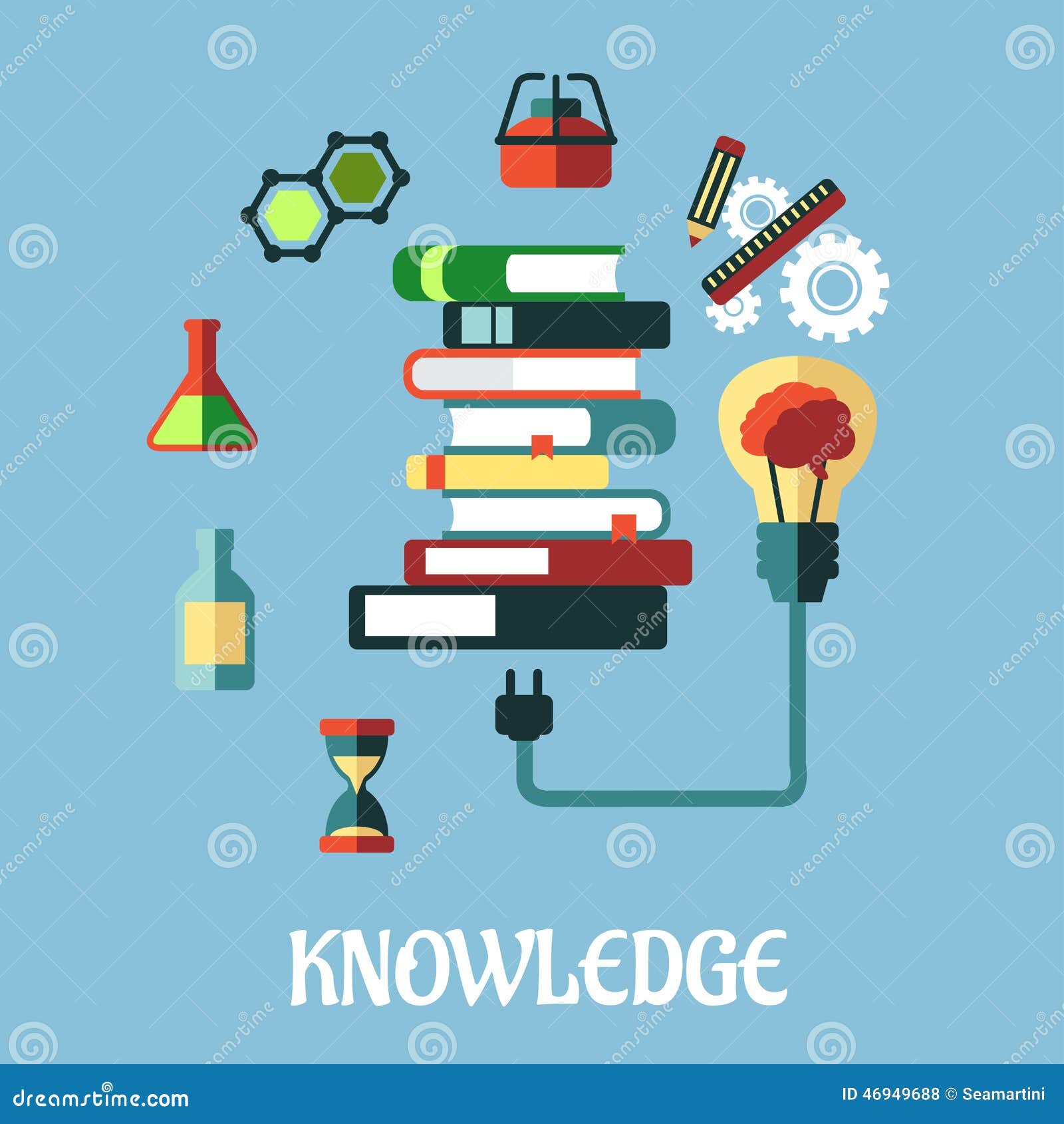Knowledge and Web Education Flat Design Stock Vector - Illustration of ...