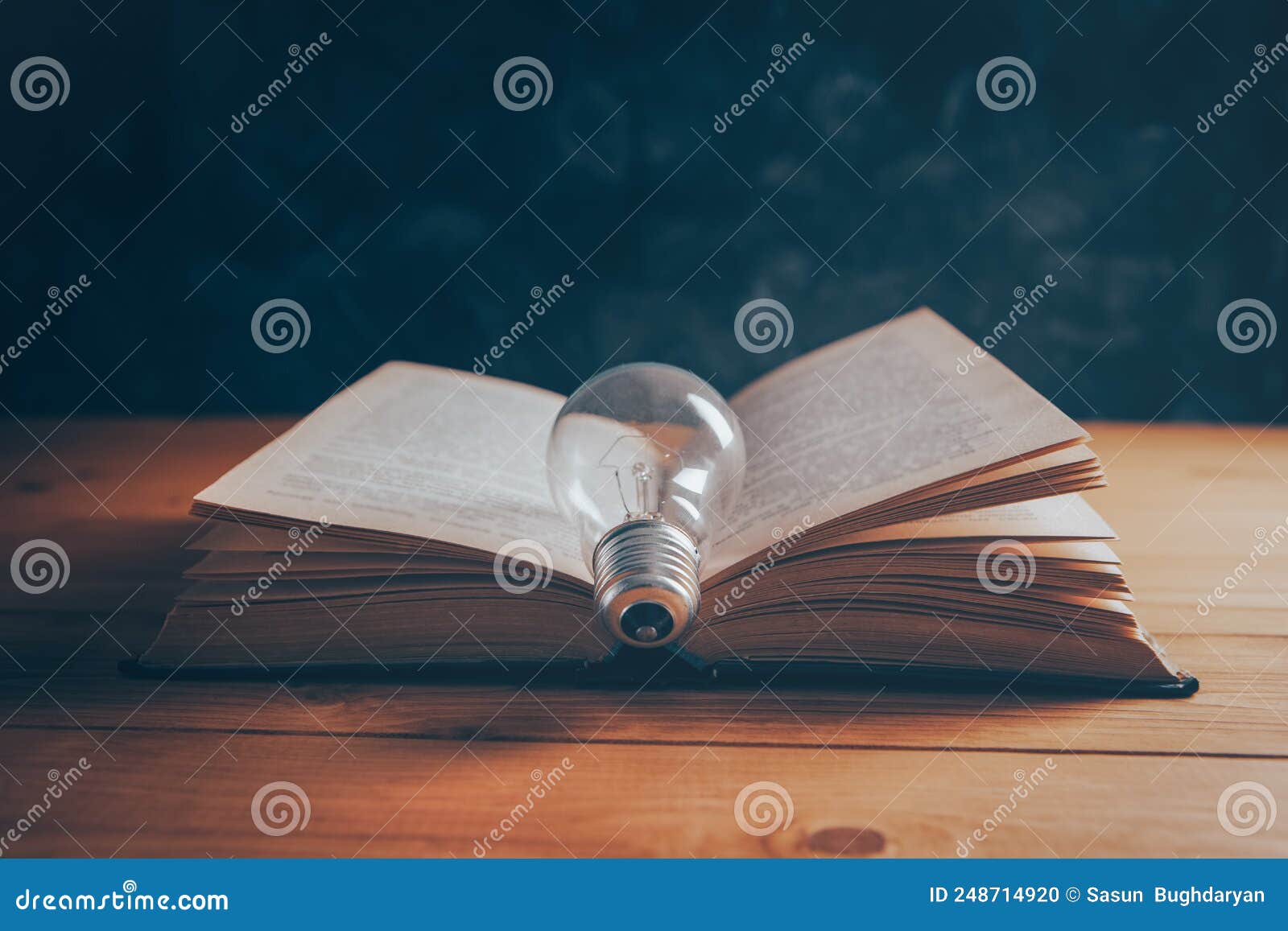 Knowledge and Wisdom, Light Bulb on the Book Stock Photo - Image of ...