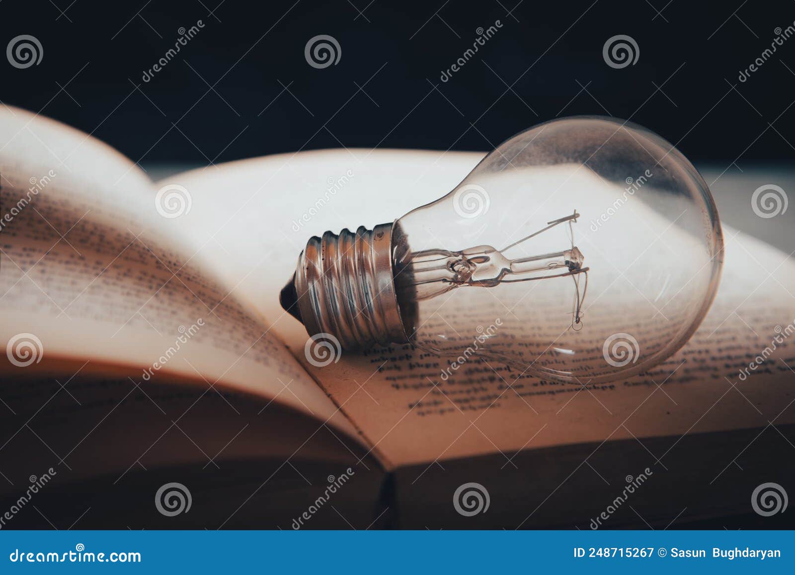 Knowledge and Wisdom, Light Bulb on the Book Stock Image - Image of ...