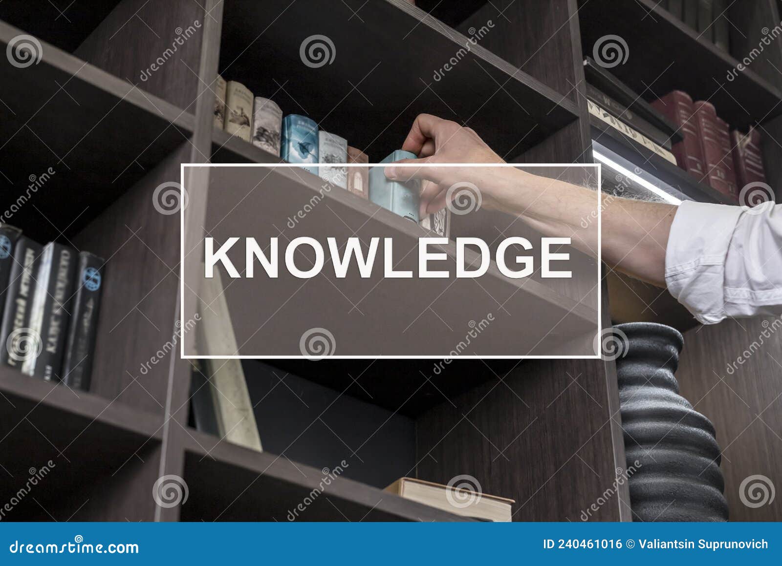 Knowledge Word on Photo with Books in Library Stock Photo - Image of ...