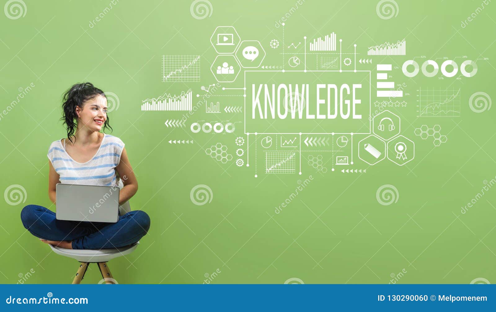 Knowledge with young woman stock photo. Image of information - 130290060