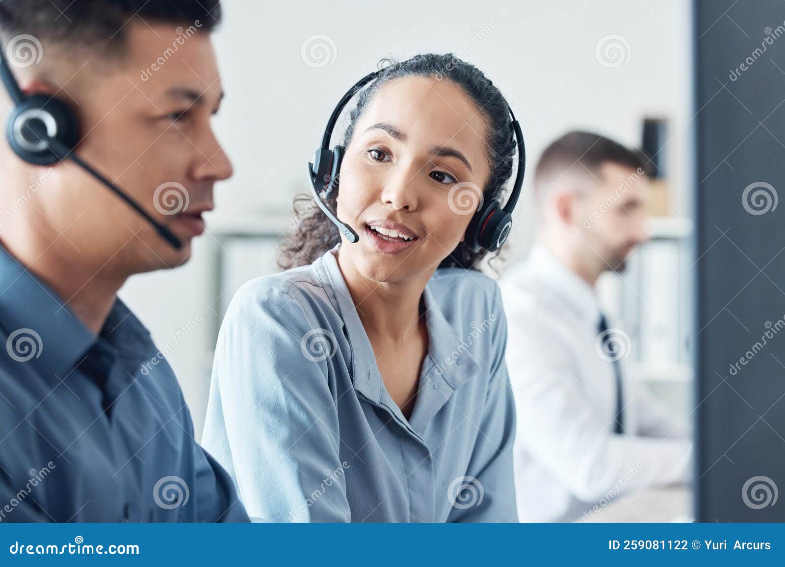 Knowledgeable and Professional in Their Manner. Two Call Centre Agents ...